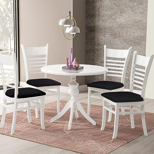 NIBESSER Waterproof Chair Seat Covers Set of 6, PU Leather Dining Chair Seat Covers, Stretch Chair Cover for Dining Room Chairs, Removable Kitchen Seat Cushion Slipcovers Protector (Black)