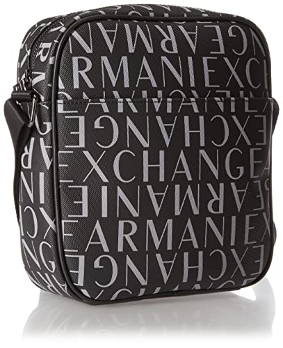 A|X ARMANI EXCHANGE All-Over Logo Eco-Leather Crossbody Bag, Black