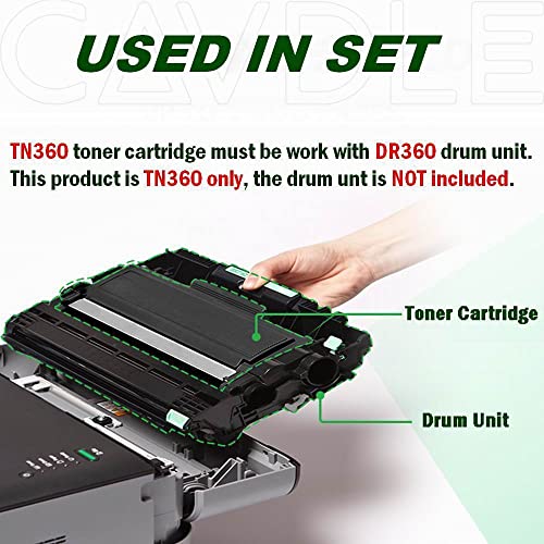CAVDLE TN360 2-Packs Compatible Toner Cartridge Replacement for Brother TN360 Work with Brother DCP-7030 DCP-7040 MFC-7340 MFC-7440N MFC-7840W HL-2140 HL-2150 HL-2170W Black-2 Packs