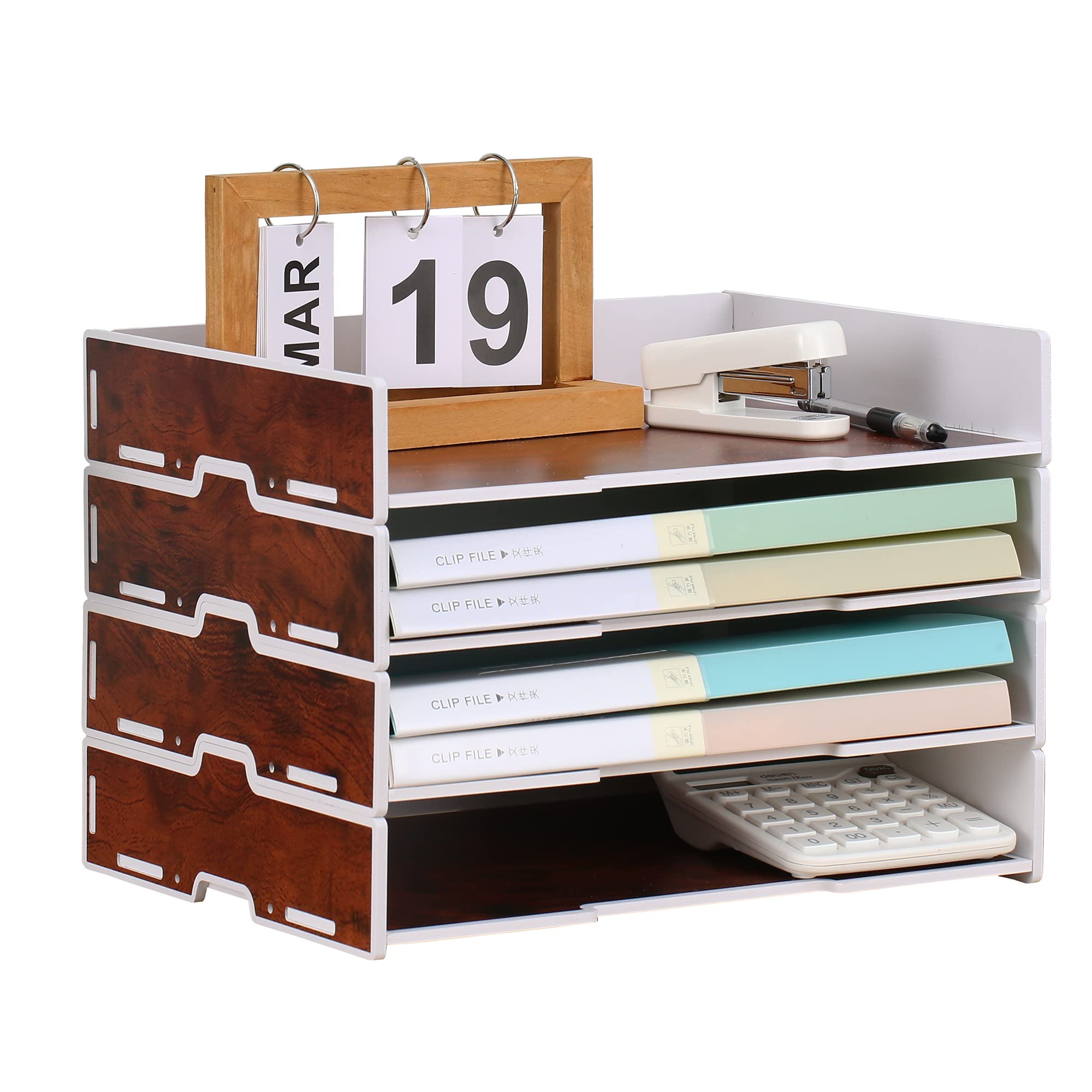 4 Layers Desktop Organizers paper trays Letter document Tray file sorter organizer paper holder for desk parchment paper organizer desktop file holder Home School Office for Women Girls