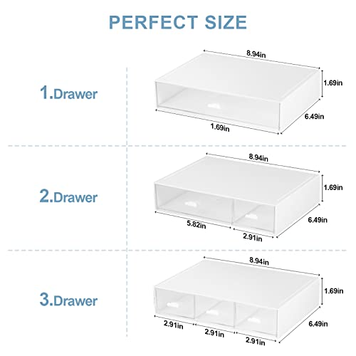 MAYGIBYE Desk Organizer with 6 Drawers, Rectangular Desktop Drawers, Plastic Makeup Storage,Detachable Design Holder Desk Organizer and Accessories, Suitable for Office, School, Home (White)