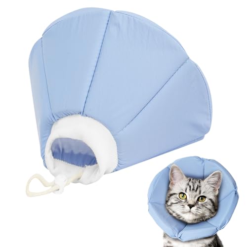 Comfortable Cat Recovery Collar - Soft Cone Alternative for Cats & Kittens, Stops Licking & Scratching, Drawstring Closure