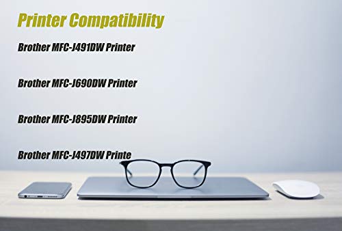 HGZ 4 Pack Compatible LC3013 Ink Cartridges Replacement for Brother LC3011 LC 3013 3011 LC3013bk Black Used for MFC-J491DW MFC-J690DW MFC-J895DW MFC-J497DW Printer (4 Black)