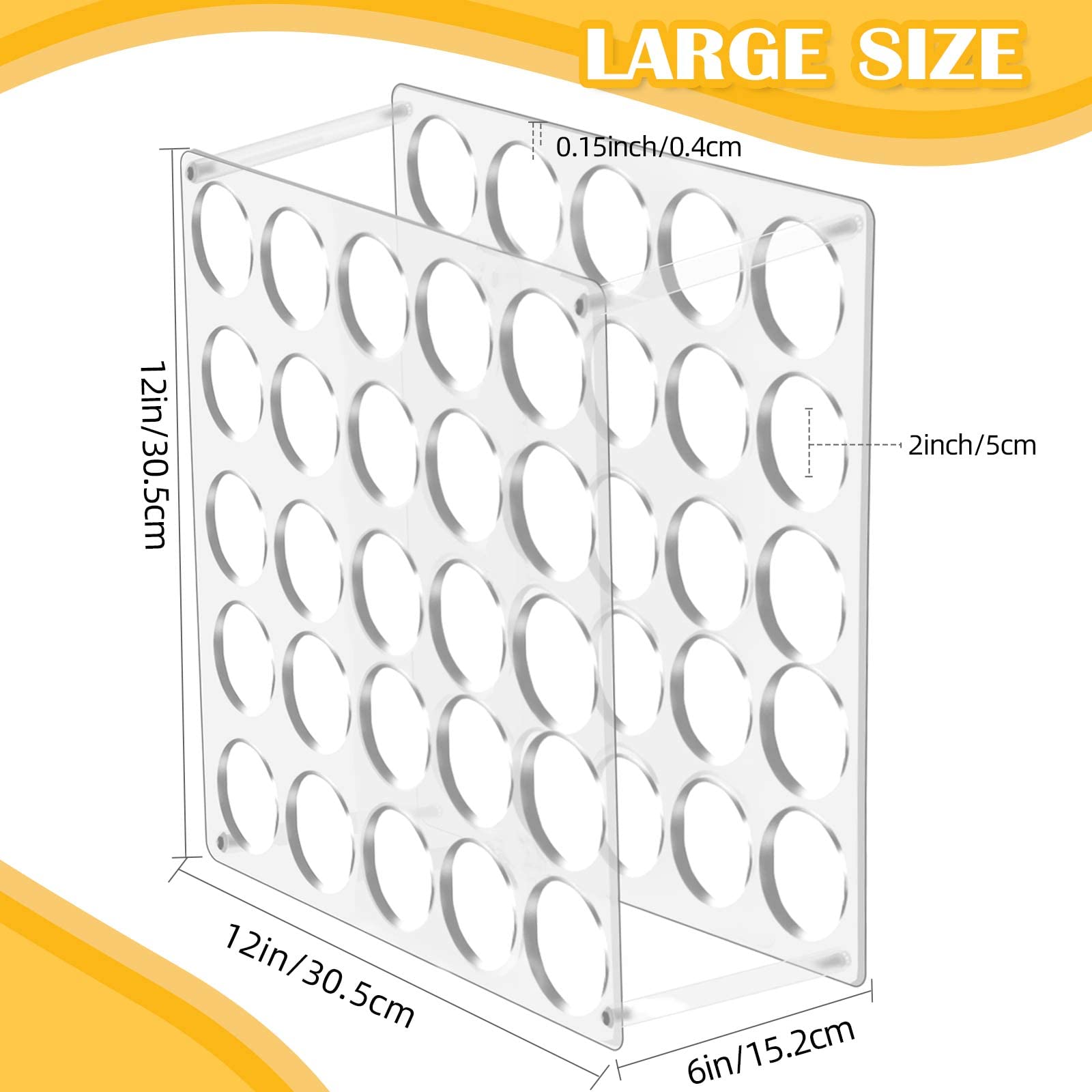 volepet Vinyl Roll Storage Rack with 25 Holes, Vinyl Roll Holder for Craft Room, 12" x 12" Acrylic Vinyl Roll Organizer, 2" Holes (1 Pack Clear)