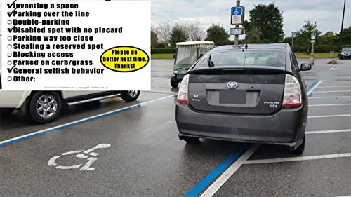YOU PARKED LIKE A MORON 25 Note Pack by Witty Yeti. It’s Time to Punish Parking Lot Idiots. Tick The Boxes on The Back to List Their Sins & Get Justice! Hilarious Prank, Gag Gift, Stocking Stuffer.
