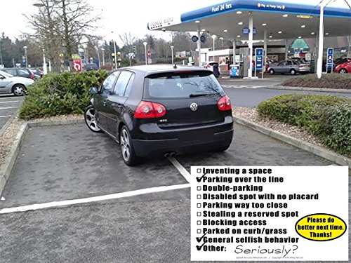 YOU PARKED LIKE A MORON 25 Note Pack by Witty Yeti. It’s Time to Punish Parking Lot Idiots. Tick The Boxes on The Back to List Their Sins & Get Justice! Hilarious Prank, Gag Gift, Stocking Stuffer.