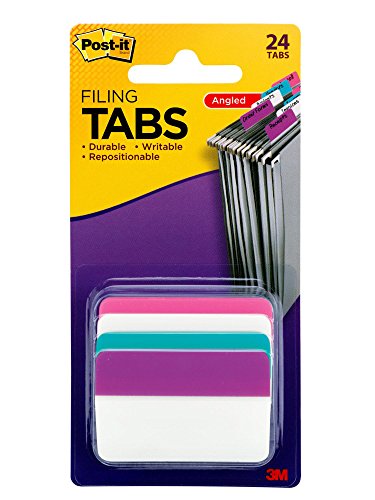 Post-it Tabs, 2 in Angled Solid, Assorted Colors, 6 Tabs/Color, 4 Colors, 24 Tabs/Pack (686A-PWAV)