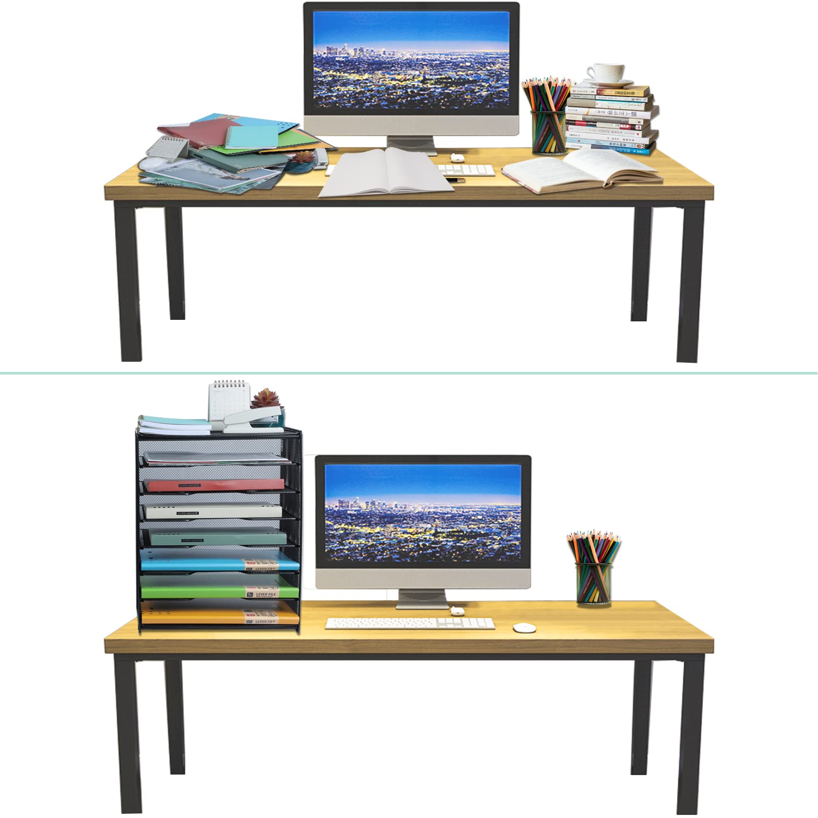 Veesun Desk Organizer 8 Tier, Paper Letter Tray Organizer,Mesh Desk File Letter Organizer, Black, for Home Office School Meeting Room