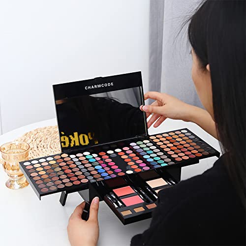 MISS ROSE M 190 Colors Cosmetic Makeup Palette Set Kit Combination,Professional Makeup Kit for Women Full Kit, Makeup Pallet, include Eyeshadow /Facial Blusher /Eyebrow Powder /Eyeliner Pencil /Mirror, All In One Makeup Gift Set for women girls (004-Y)