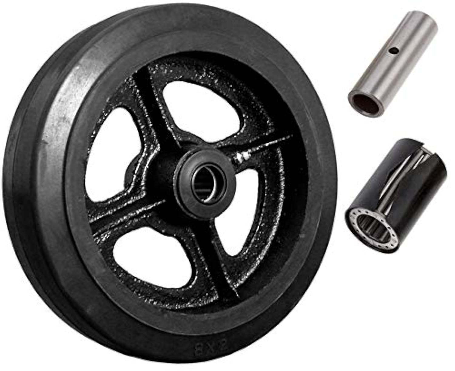 CasterHQ 8" X 2" RUBBER ON CAST IRON WHEEL - 650 LBS CAPACITY - Replacement Caster Wheel - Commercial/Industrial Application - 8 inch x 2 inch - Medium/Heavy Duty