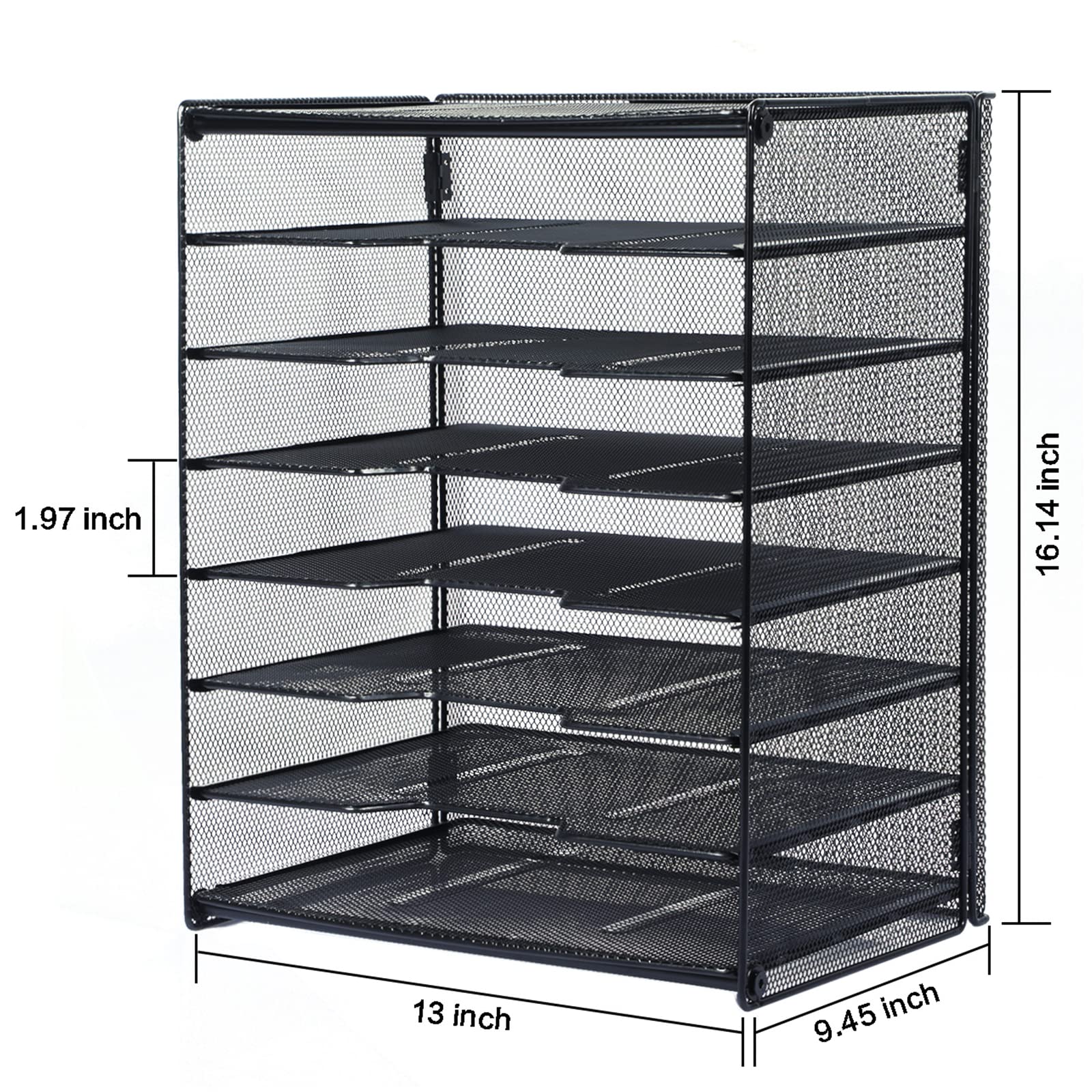 Veesun Desk Organizer 8 Tier, Paper Letter Tray Organizer,Mesh Desk File Letter Organizer, Black, for Home Office School Meeting Room