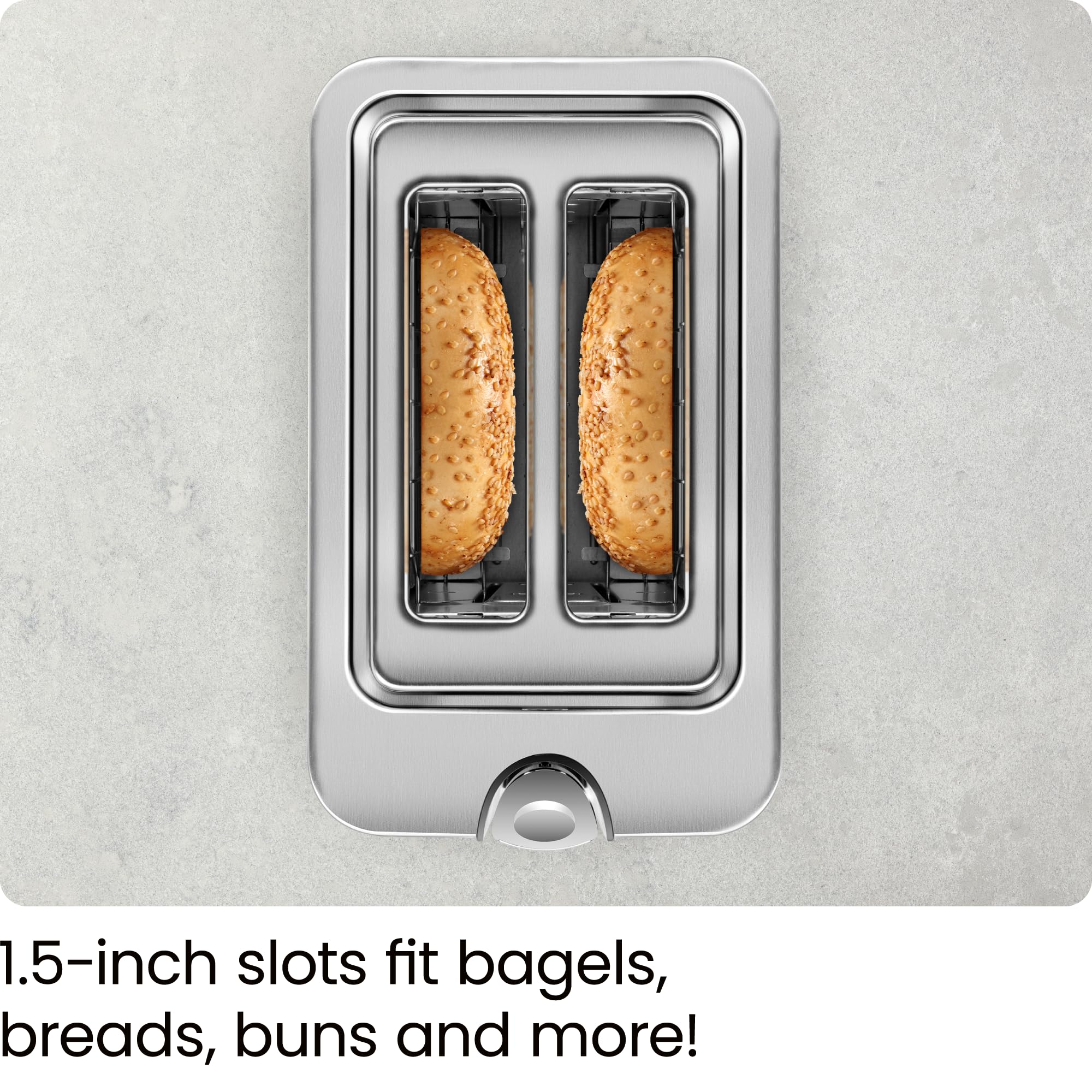 Chefman 2-Slice Digital Toaster, Pop-Up, Stainless Steel, Extra-Wide Slots For Bagels, Defrost, Reheat, Cancel Functions, Removable Crumb Tray