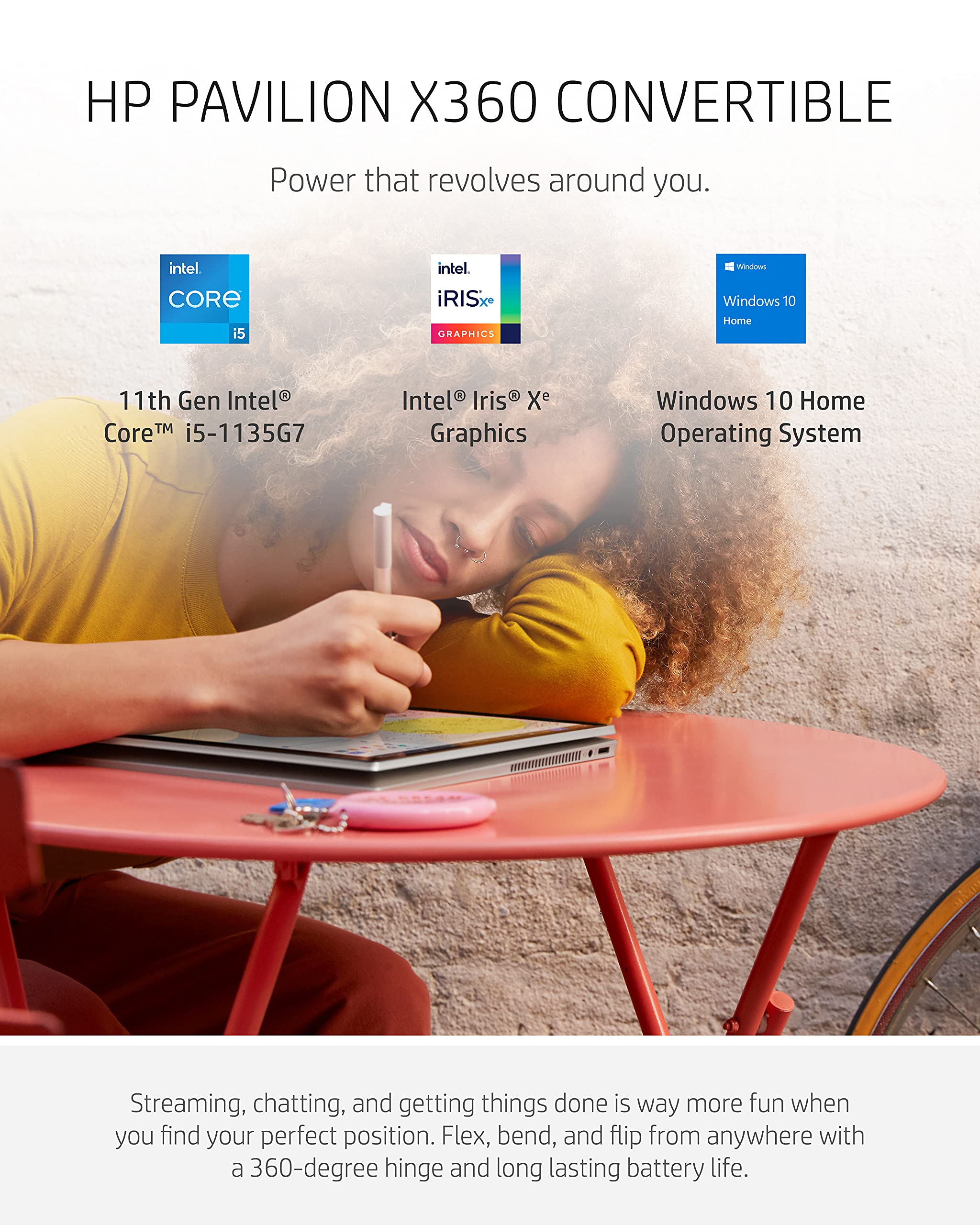 HP Pavilion x360 14β Touchscreen Laptop, 11th Gen Intel Core i5-1135G7, 8 GB RAM, 256 GB SSD Storage, Full HD IPS Display, Windows 10 Home OS, Long Battery Life, Work & Streaming (14-dw1024nr, 2021)