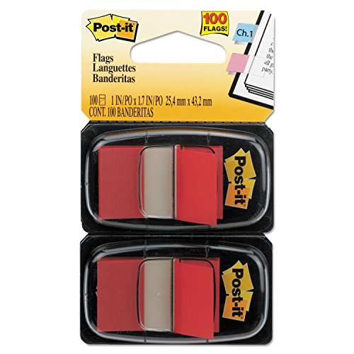 Post-It 680Rd2 Post-It Flags, 1-Inch X1-3/4-Inch, 100/Pk, Red