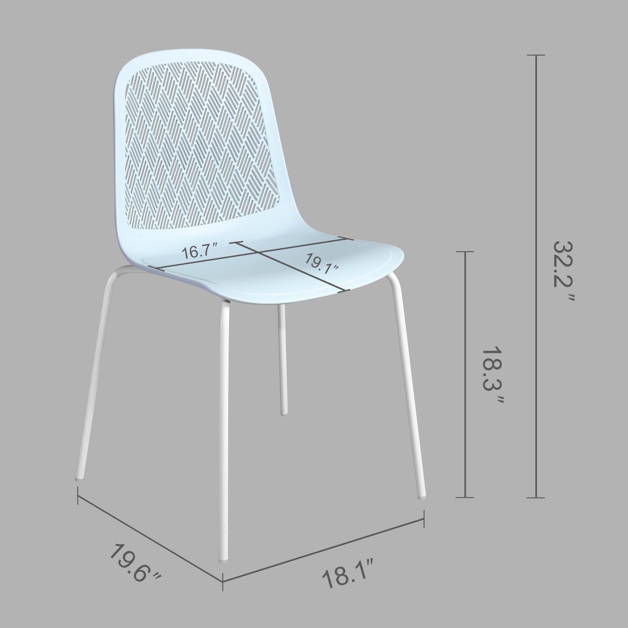 Armless Modern Chairs with Metal Legs for Living, Bedroom, Kitchen, Dining, Lounge Waiting Room, Restaurants, Cafes, Set of 4