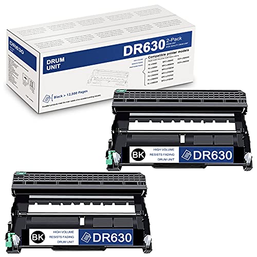 Van Enterprises High Yield 2 Pack Black DR630 DR-630 Compatible Drum Unit Replacement for Brother HL-L2300D L2305W L2315DW L2320D L2340DW L2360DW L2380DW MFC-L2680W L2720DW DCP-L2520DW Printer