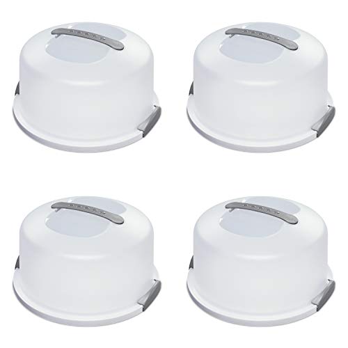 Sterilite Cake Server See-Through Lid, White Base, 4-Pack