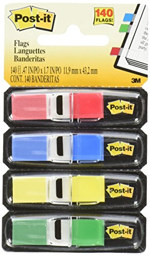 3M Post-It Flags in Dispensers, 1/2 X 1-3/4, 35/Color, 4 Colors/Pack (Mmm6834)