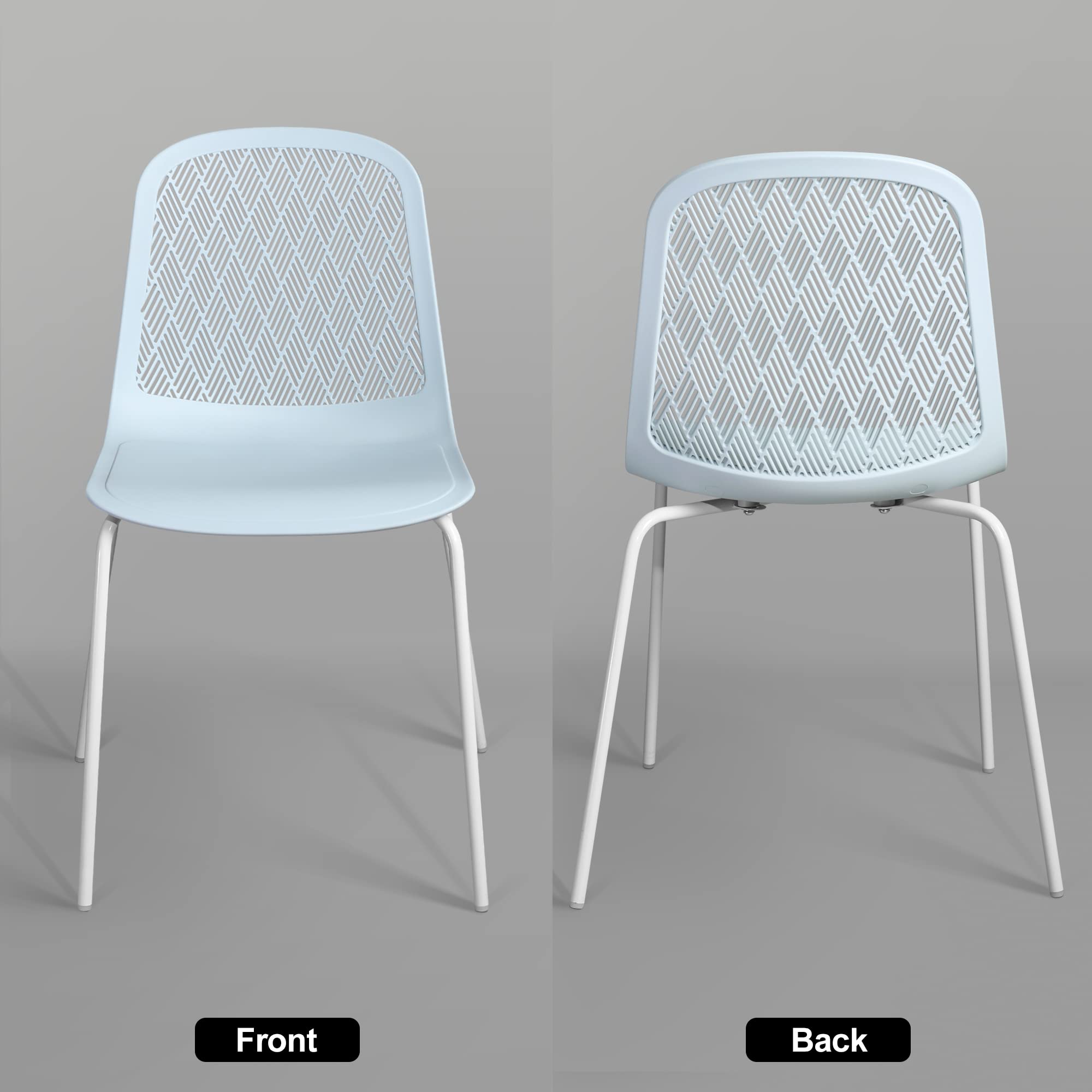 Armless Modern Chairs with Metal Legs for Living, Bedroom, Kitchen, Dining, Lounge Waiting Room, Restaurants, Cafes, Set of 4