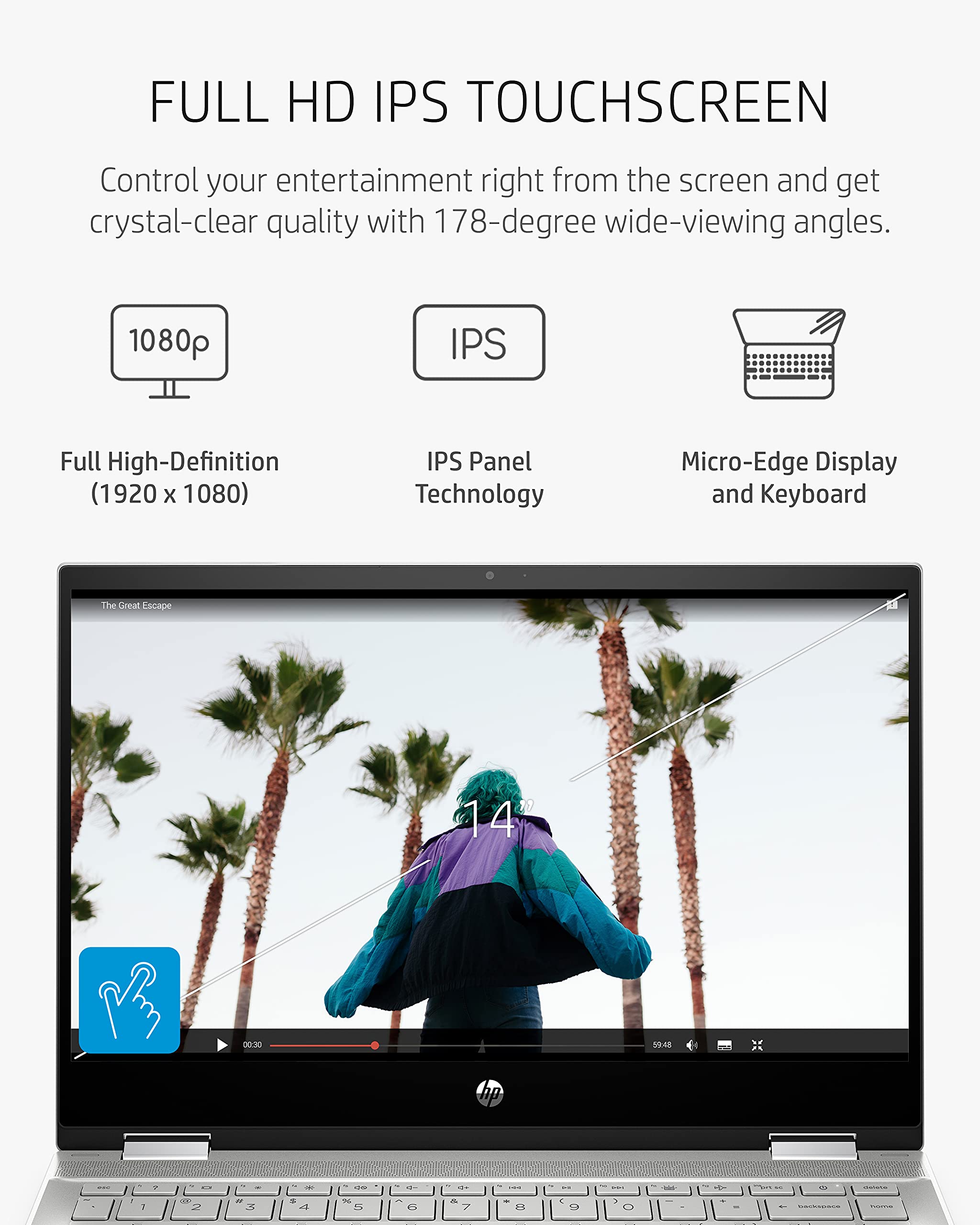 HP Pavilion x360 14β Touchscreen Laptop, 11th Gen Intel Core i5-1135G7, 8 GB RAM, 256 GB SSD Storage, Full HD IPS Display, Windows 10 Home OS, Long Battery Life, Work & Streaming (14-dw1024nr, 2021)