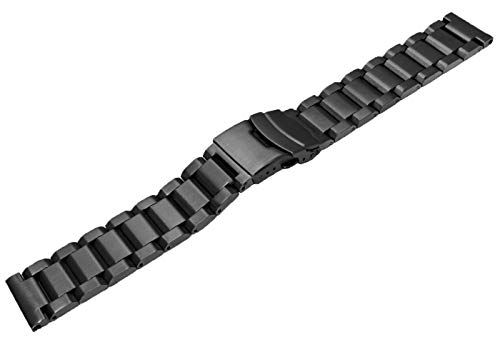 SINAIKE 22mm Black Matte Wrist Band Stainless Steel Replacement Watch Band with Push Button Safety Buckle
