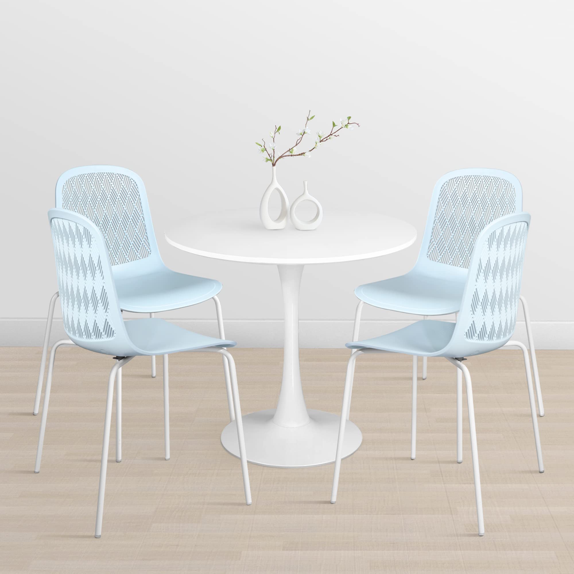 Armless Modern Chairs with Metal Legs for Living, Bedroom, Kitchen, Dining, Lounge Waiting Room, Restaurants, Cafes, Set of 4
