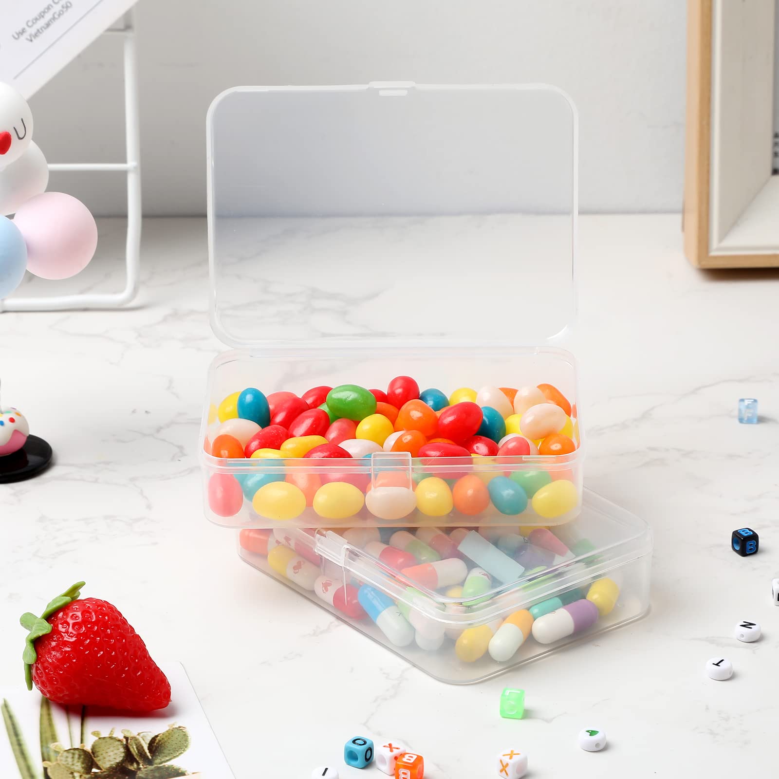 30 Pcs Small Clear Plastic Beads Storage Containers Box with Lids Mini Clear Plastic Storage Containers Square Containers for Jewelry Beads Craft Supplies Tools, 4.1 x 3 x 1 Inches