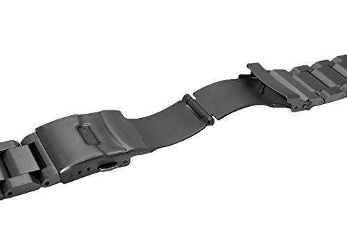 SINAIKE 22mm Black Matte Wrist Band Stainless Steel Replacement Watch Band with Push Button Safety Buckle