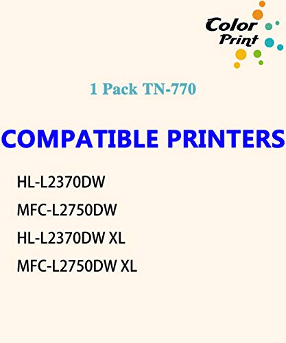 ColorPrint 1-Pack Compatible TN770 Toner Cartridge Black High Yield Replacement for Brother TN-770 TN 770 TN760 TN730 Work with HL-L2370DW HL-L2370DWXL MFC-L2750DW MFC-L2750DWXL Laser Printer (Black)