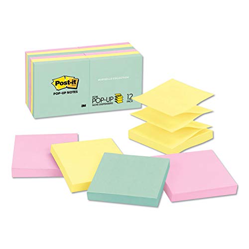 3M Commercial Office Supply Div. - Post-it Notes, Pop Up, 3"x3", 12/PK, Assorted Pastels