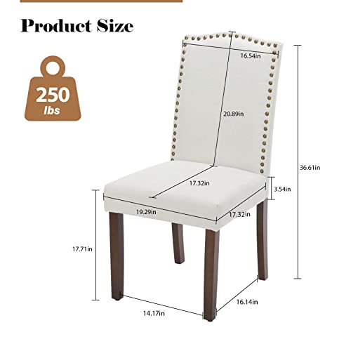 Sweetcrispy Dining Chairs Set of 6, Kitchen Chairs, Modern Upholstered Fabric Dining Room Chair with Nailhead Back and Wood Legs