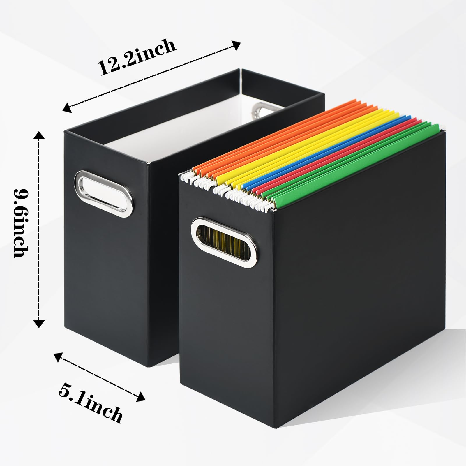 Tunnkit File Organizer, Cardboard File Box for Letter Size Hanging File Folder Storage, Collapsible Hanging File Organizer with Handles for Office/Home/School, Black, 8 Packs