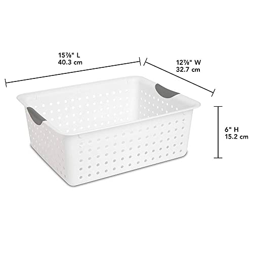 Sterilite No.16268006 Large White Ultra Basket,White with Titanium Inserts