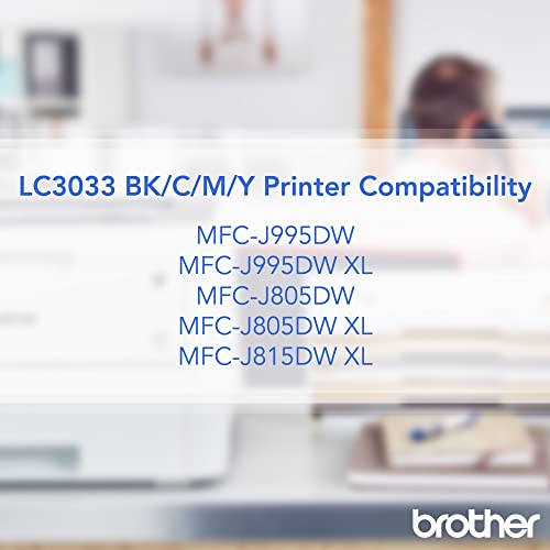 BrotherĀ® LC3033 Genuine High-Yield Multi-Pack Ink, Black/Cyan/Magenta/Yellow, Pack Of 4 Cartridges, LC30334PKS