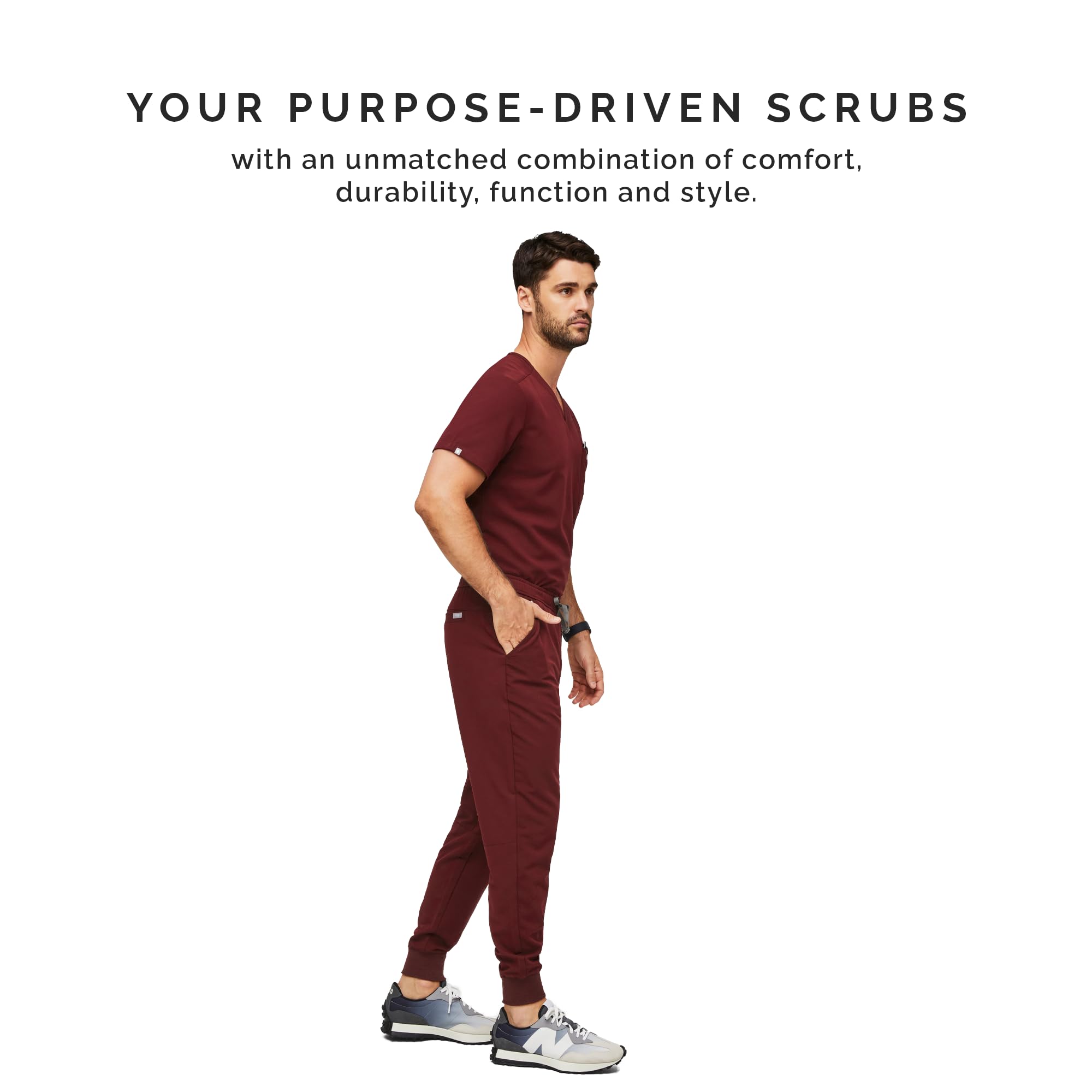FIGS Tansen Jogger Scrub Pants for Men - Burgundy, Short XL
