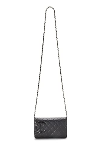 CHANEL, Pre-Loved Black Quilted Calfskin Cambon Wallet on Chain (WOC), Black