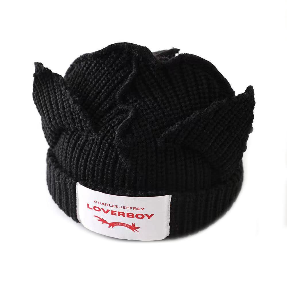 Kpop Knitted Stray Kids Cat Ear Hat HyunJin Leeknow Felix Bangchan Wool Cat Fashion Cute Cap Loverboy Casual Headgear (Black)