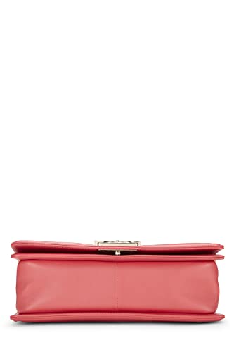 CHANEL, Pre-Loved Pink Chevron Calfskin Boy Bag Medium, Pink