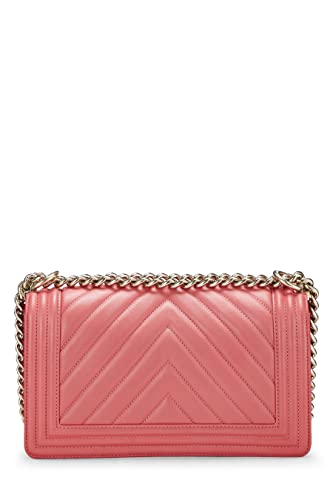 CHANEL, Pre-Loved Pink Chevron Calfskin Boy Bag Medium, Pink