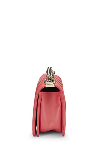 CHANEL, Pre-Loved Pink Chevron Calfskin Boy Bag Medium, Pink
