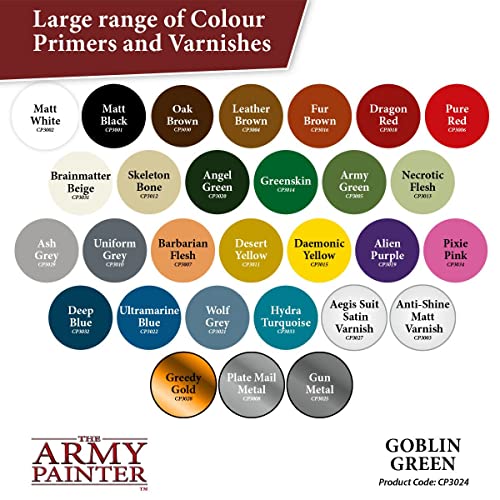 The Army Painter Color Primer, Goblin Green, 400ml, 13.5oz - Acrylic Spray Undercoat for Miniature Painting