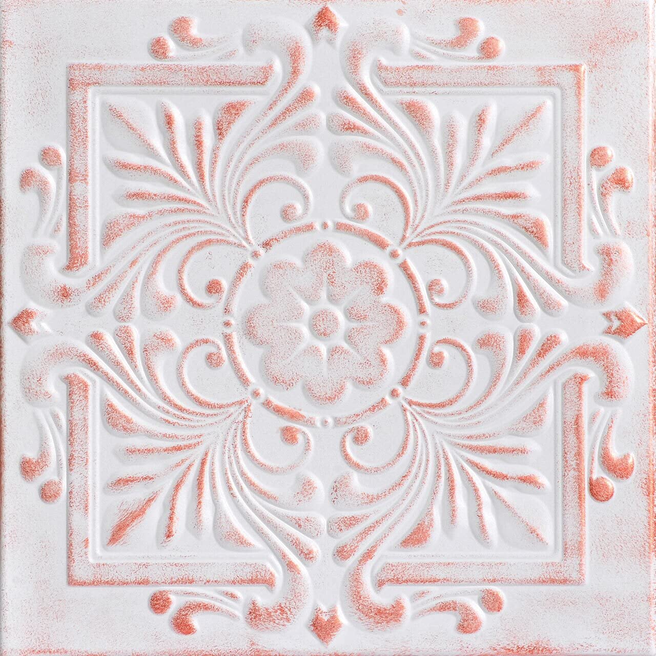 A La Maison Ceilings R14 Victorian Pre-Painted Foam Glue-up Ceiling Tile (21.6 sq. ft./Case), Pack of 8, White Washed Copper
