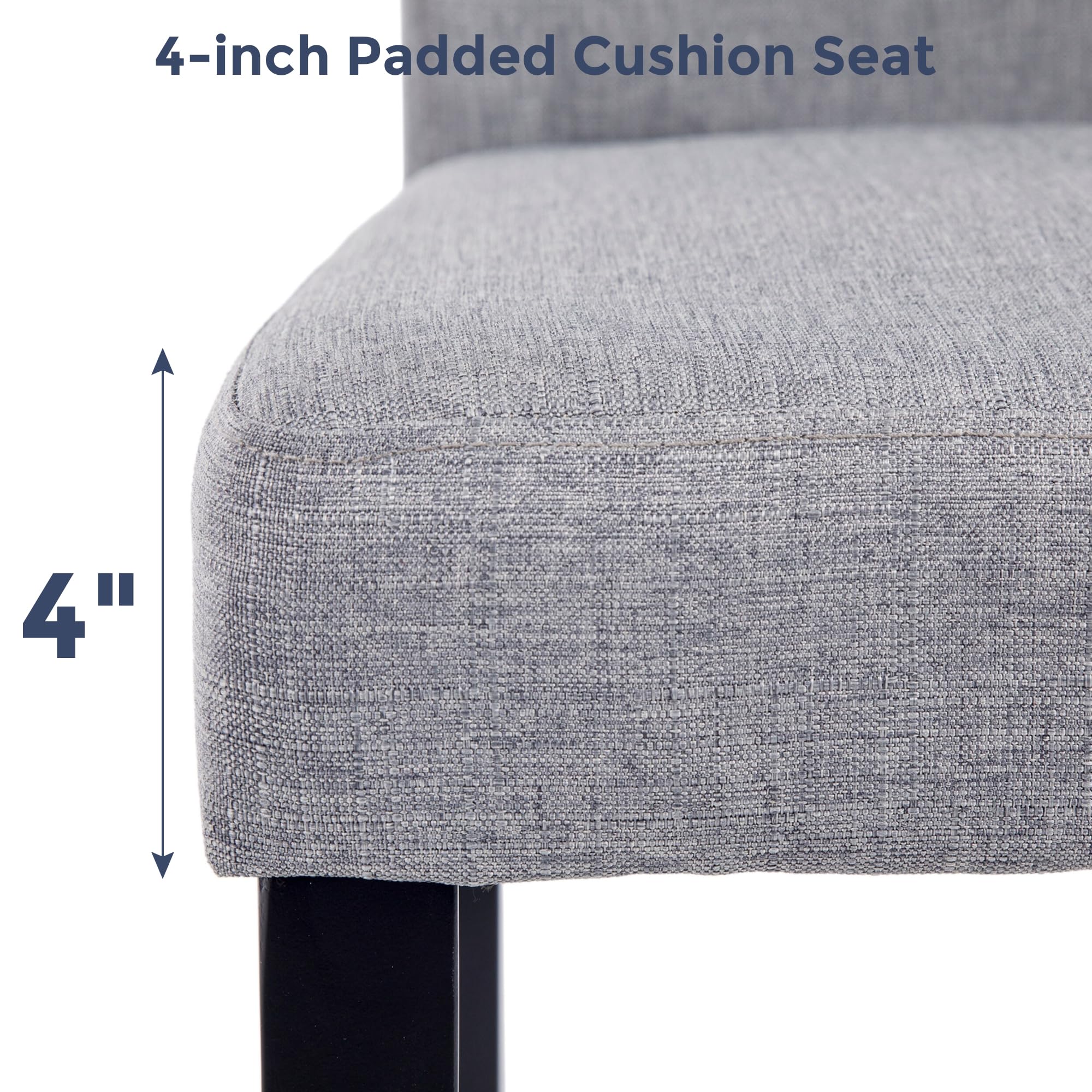 IULULU Dining Chairs Set of 4 Upholstered Linen High-Back, Grey