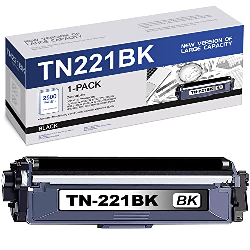 EDH Compatible TN221BK TN-221BK Toner Cartridge Replacement for Brother High Yield Compatible with DCP-9015CDW 9020CDN HL-3140CW 3170CDW 3180CDW MFC-9130CW 9140CDN 9330CDW Printer (1 Pack,Black)