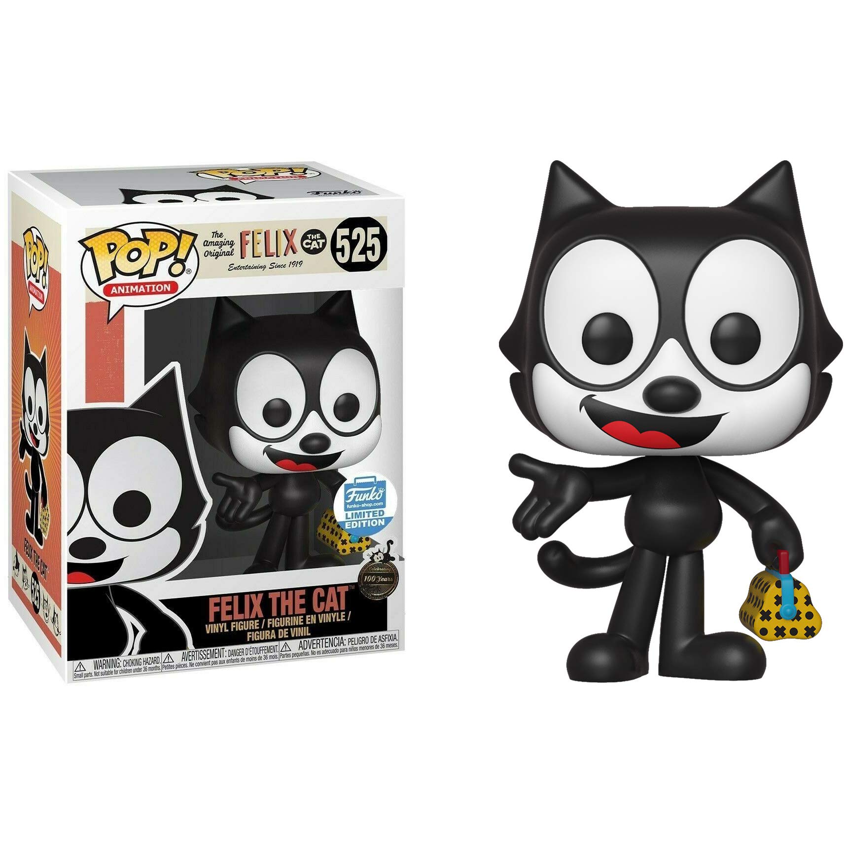 Felix The Cat (Funko Shop Exclusuive): Felix The Cat x Funko POP! Animation Vinyl Figure & 1 POP! Compatible PET Plastic Graphical Protector Bundle [#525 / 36205 - B]