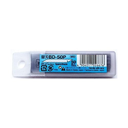 NT Cutter 9mm Snap-Off Precision Blades, 30 Degree Blades, 50-Blade/Pack, 1 Pack (BD-50P) - Silver Color