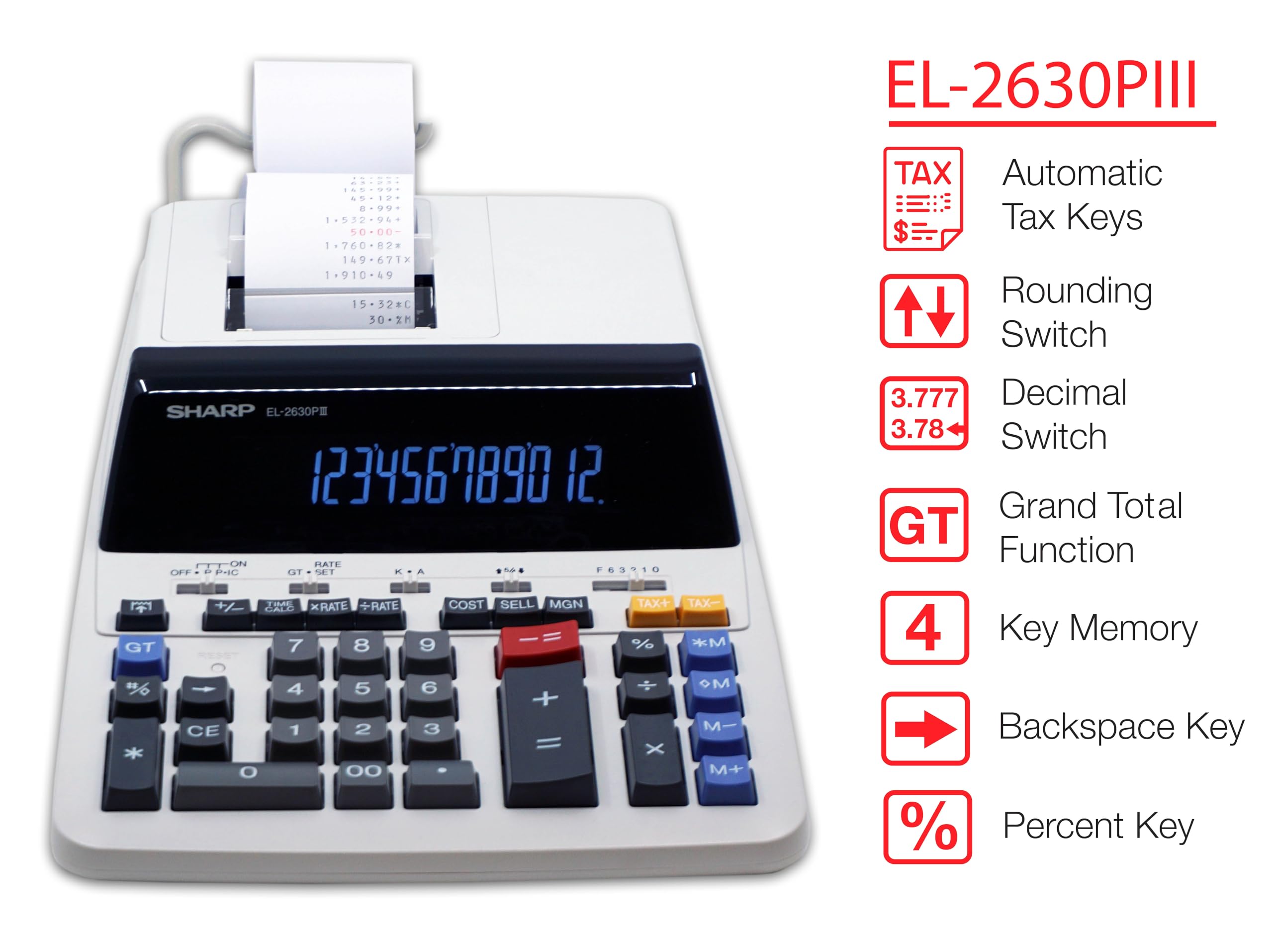 Sharp® EL-2630PIII Printing Calculator