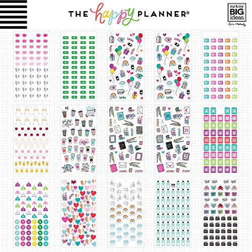 me & my BIG ideas Sticker Value Pack for Mini Planner - The Happy Planner Scrapbooking Supplies - Icons Theme - Multi-Color & Gold Foil - Great for Projects & Albums - 30 Sheets, 1508 Stickers Total