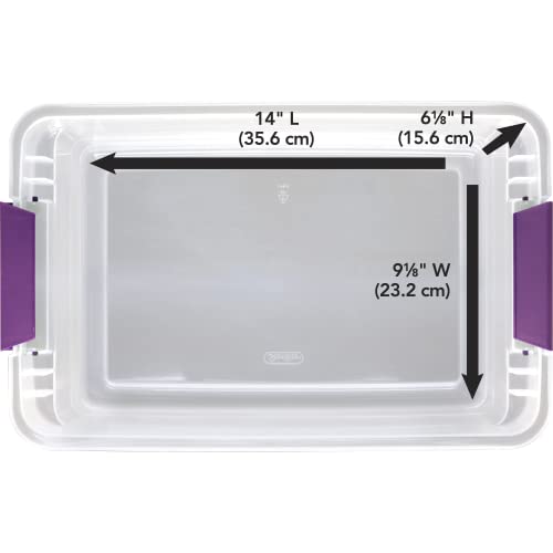 Sterilite 17531712 15 Quart/14 Liter ClearView Latch Box, Clear with Sweet Plum Latches, 12-Pack