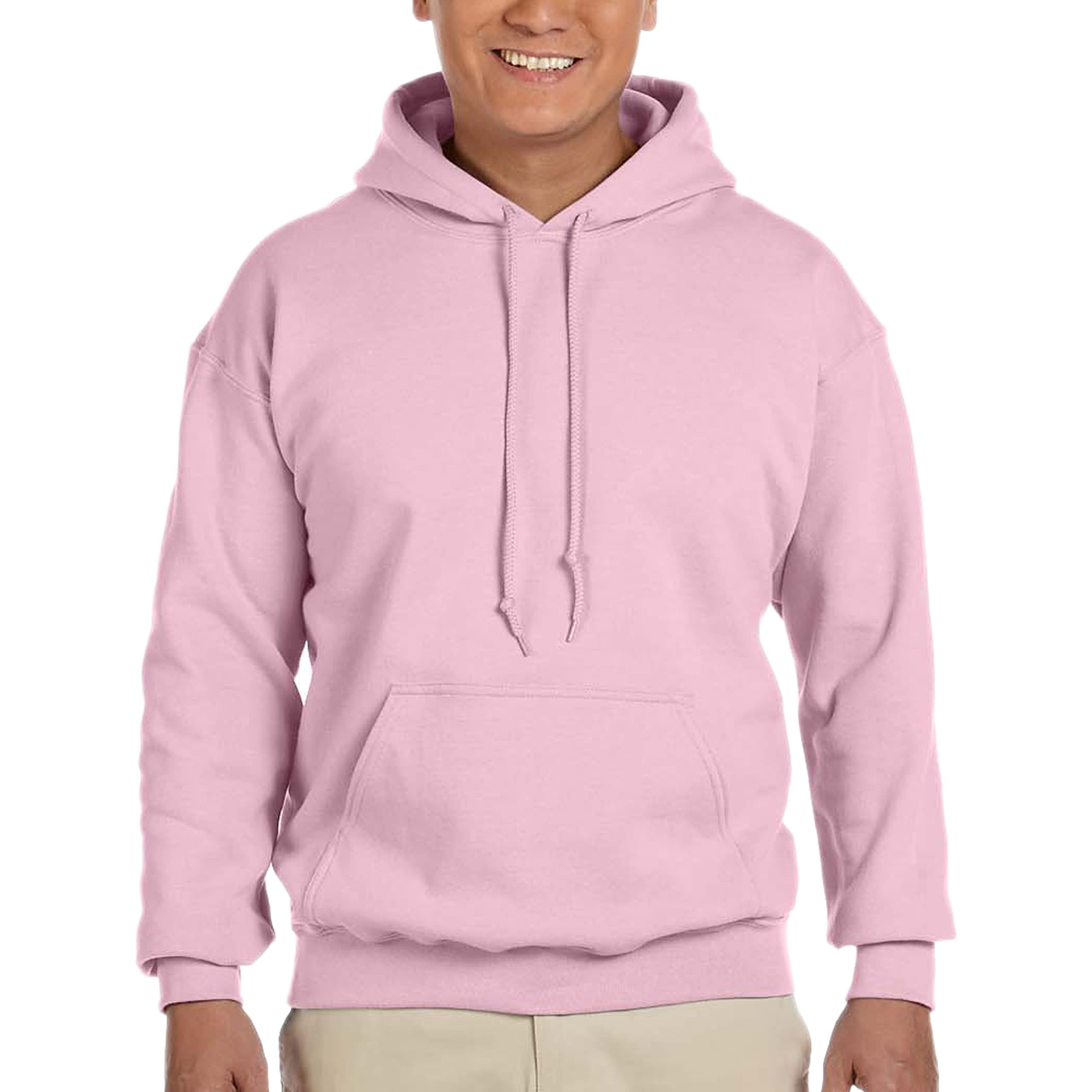 Gildan Men's Heavy Blend Fleece Hooded Sweatshirt G18500 (Large, Light Pink)